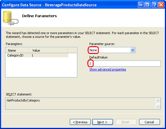 Use a Hard-Coded Value of 1 to Return the Products in the Beverages ...
