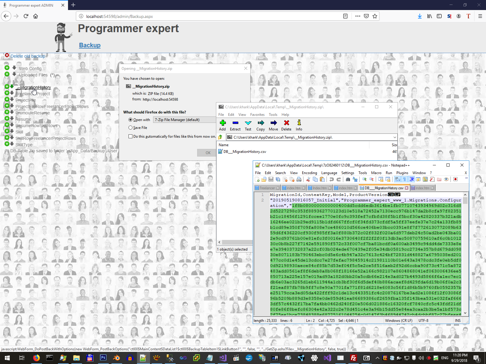 Viacheslav Eremin | DataBase dumper on Classic ASP.NET with serialize DB to .CSV and using ...