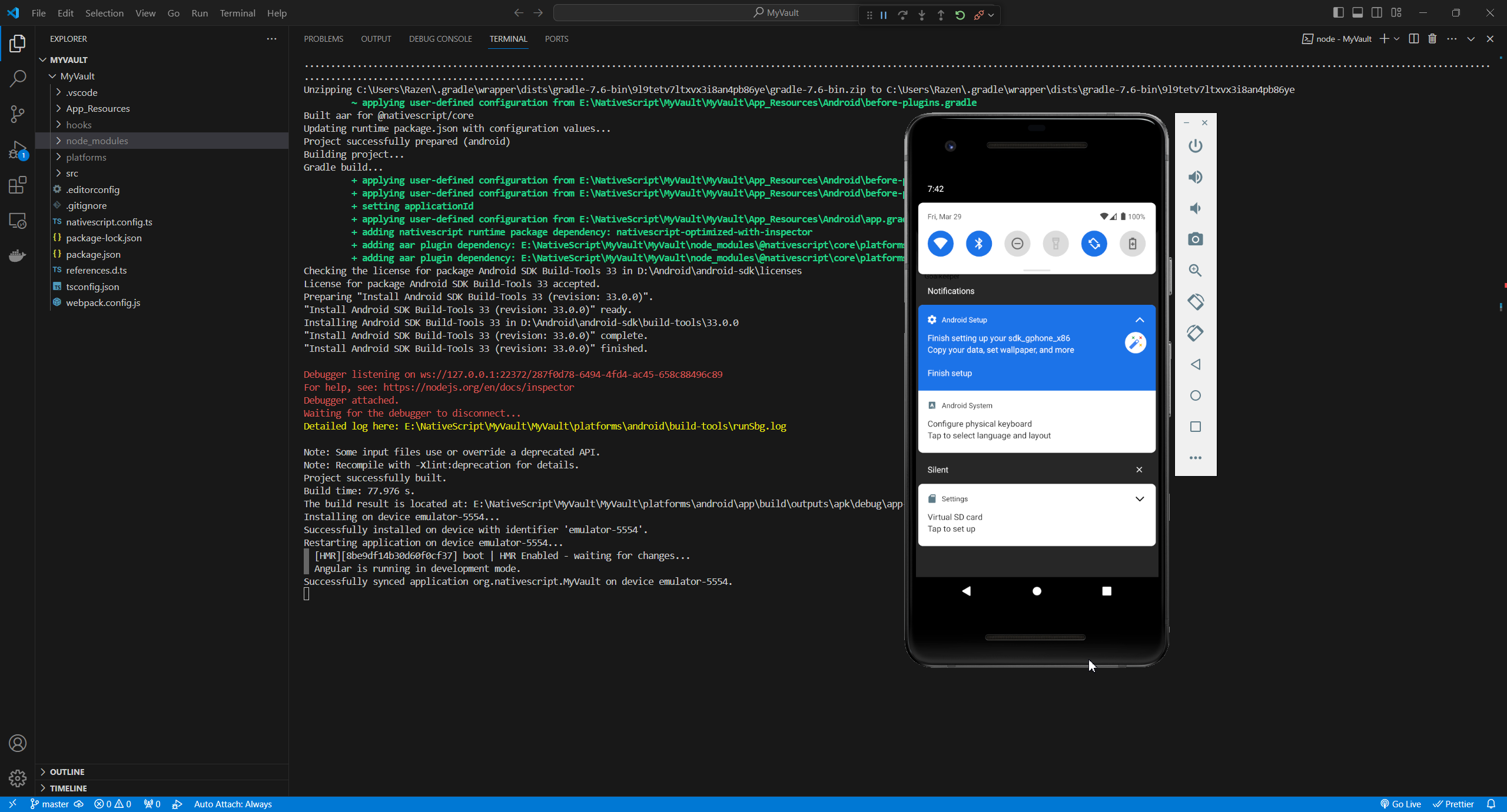 Viacheslav Eremin | NativeScript Drawer for Android/IOS phone (clear Angular project)