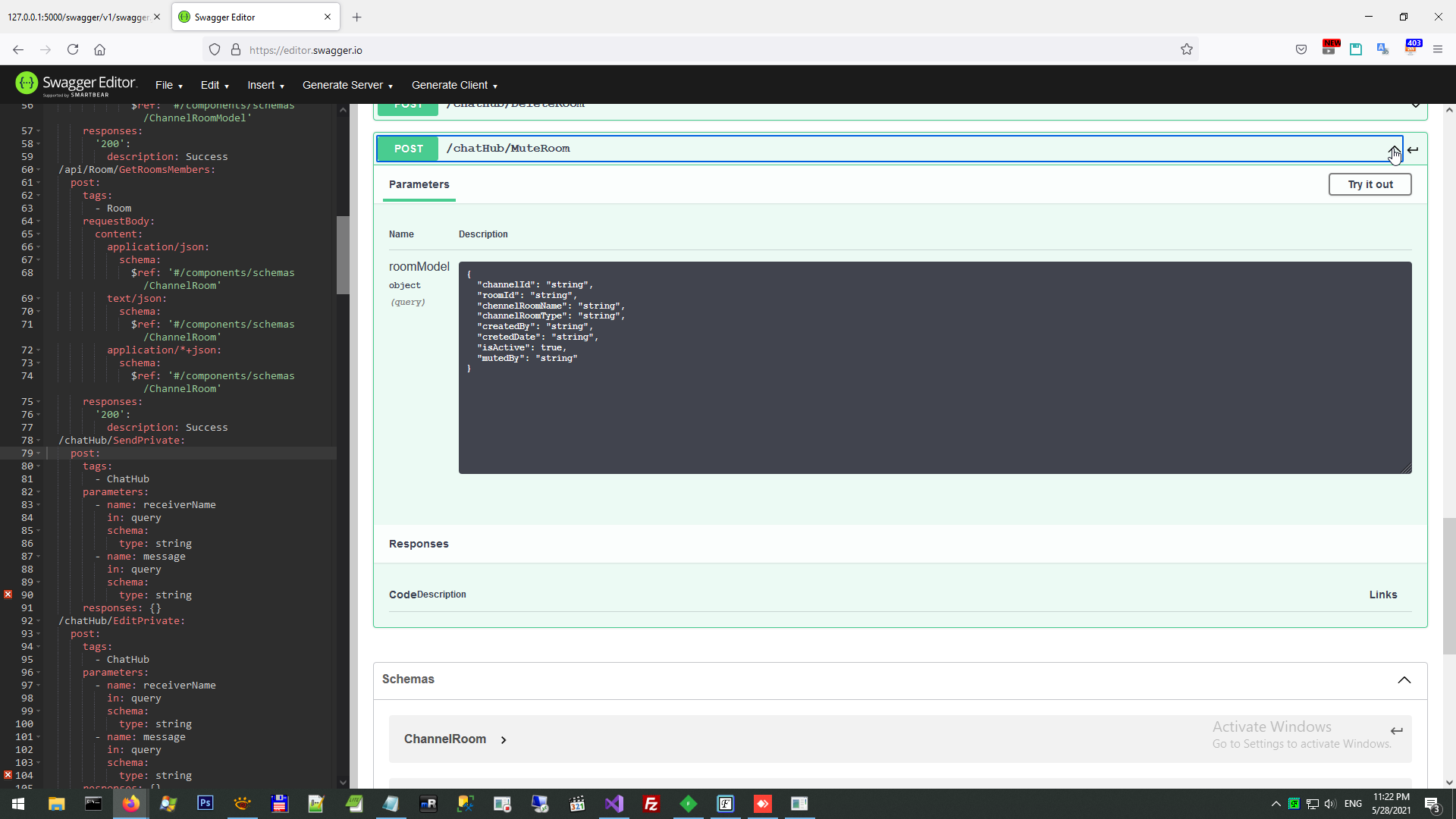 Viacheslav Eremin | Use SignalRSwaggerGen to create Swagger specification of SignalR hub